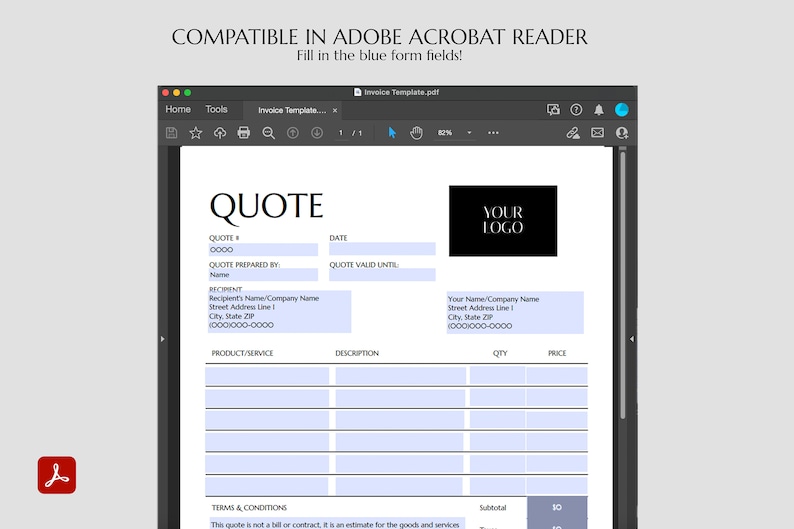 Quote Template for Word | Google Docs | Acrobat Reader - Etsy