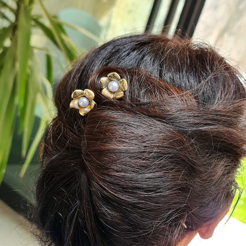 Gold Flower Hair Pin - Etsy