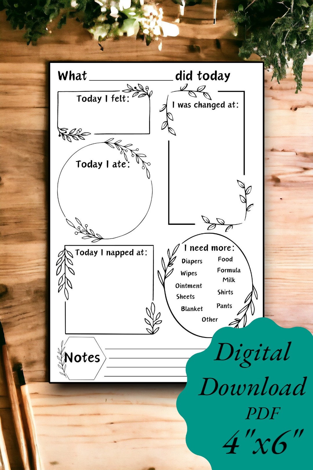 What I Did Today Preschool Daycare Infant Toddler Printable Daily Sheet ...
