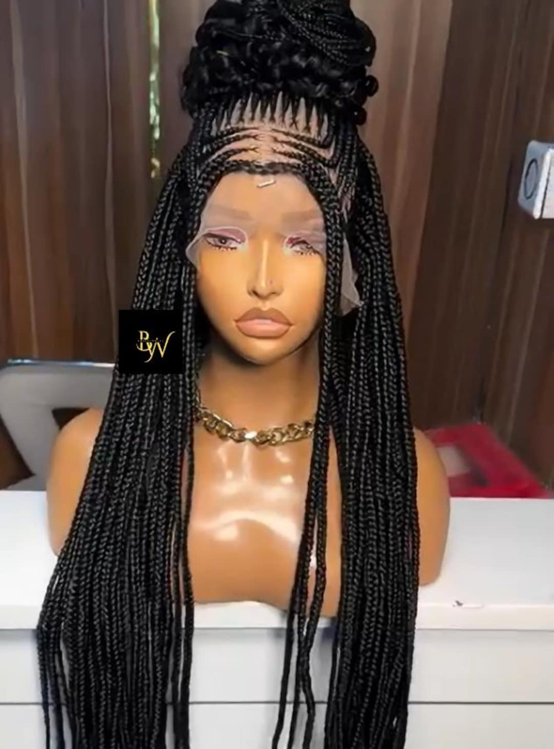 Full Lace Cornrow Braided Wig: Ghana Weaving Synthetic Braid Wig ...