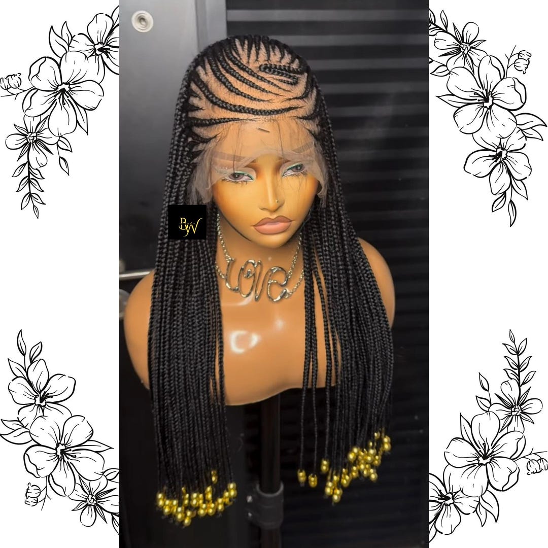 Braidznwigz Beaded Braided Wig | Full Lace Cornrow Senegalese Wig ...