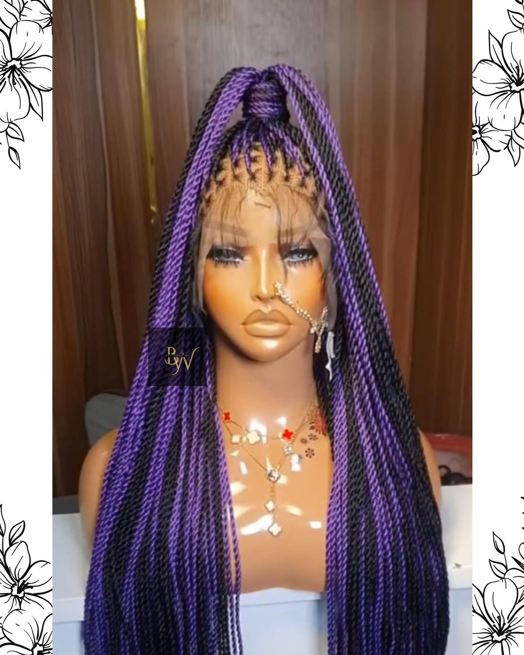 Colored Full Lace Front Braided Wig, Lightweight Twist Updo Braids ...