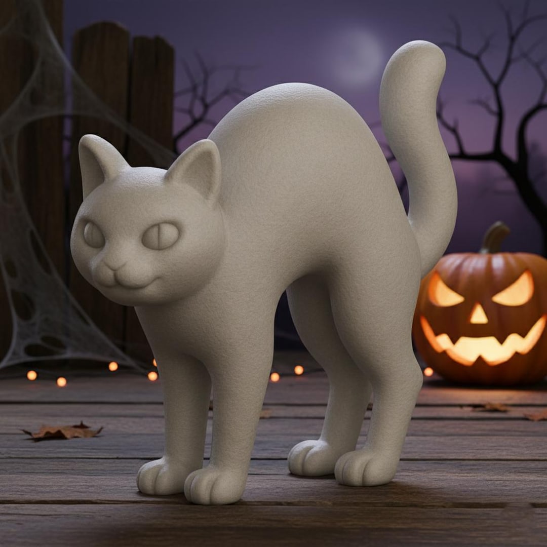 Halloween Black Cat STL File | 3D Print Spooky Cat Figurine | Scary ...