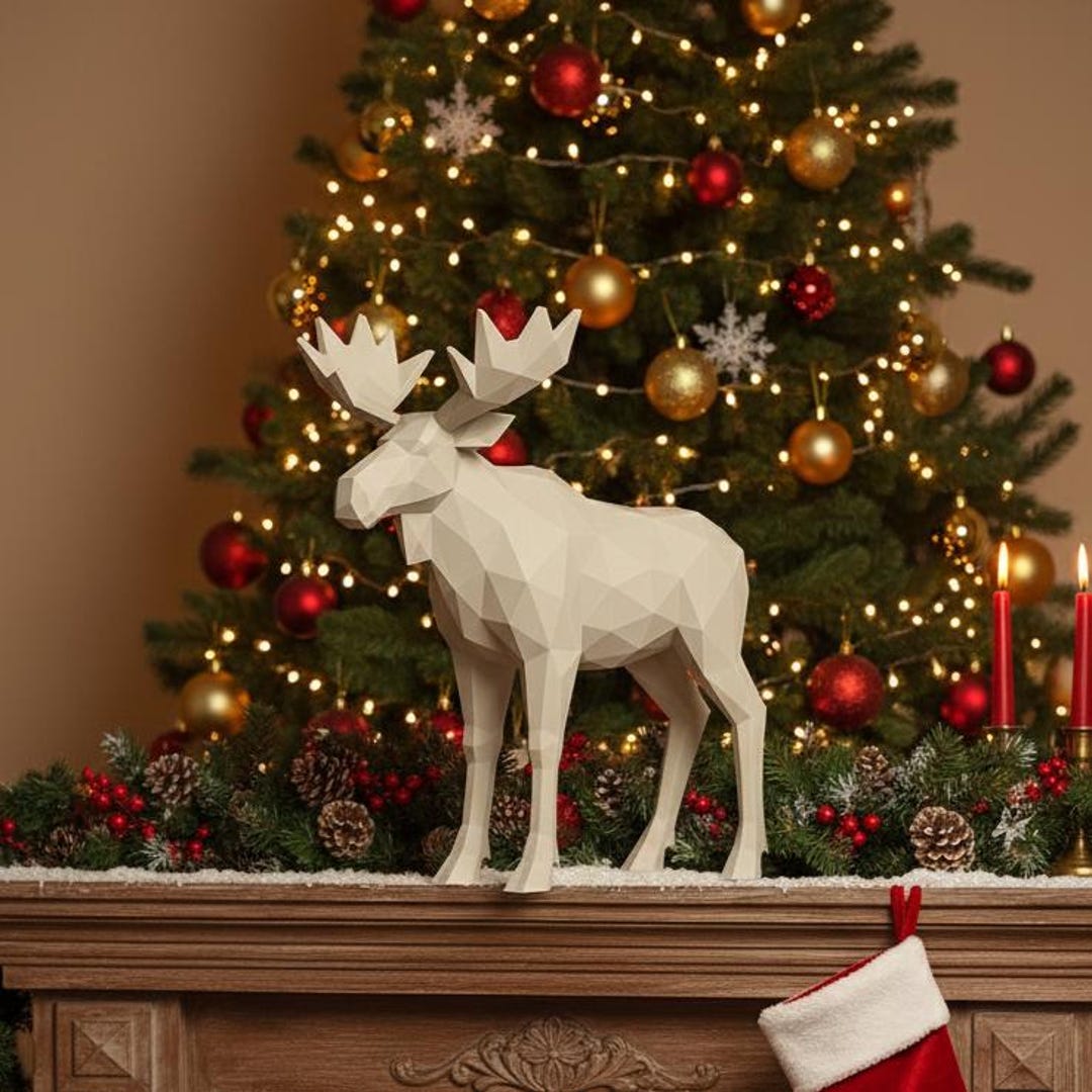 Low Poly Moose STL File | Geometric Reindeer 3D Printable Model ...