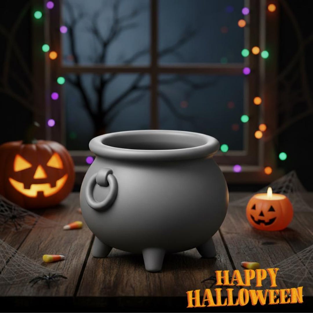 Minimal Witch Cauldron 3D Print STL File: Halloween Decor (digital ...