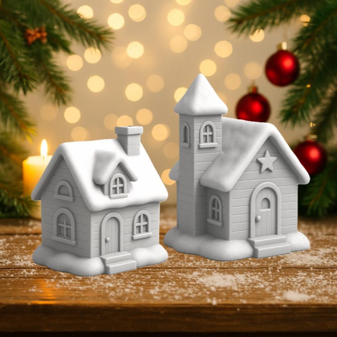 Christmas Village 3D Print Files: House & Church Set (digital Download ...