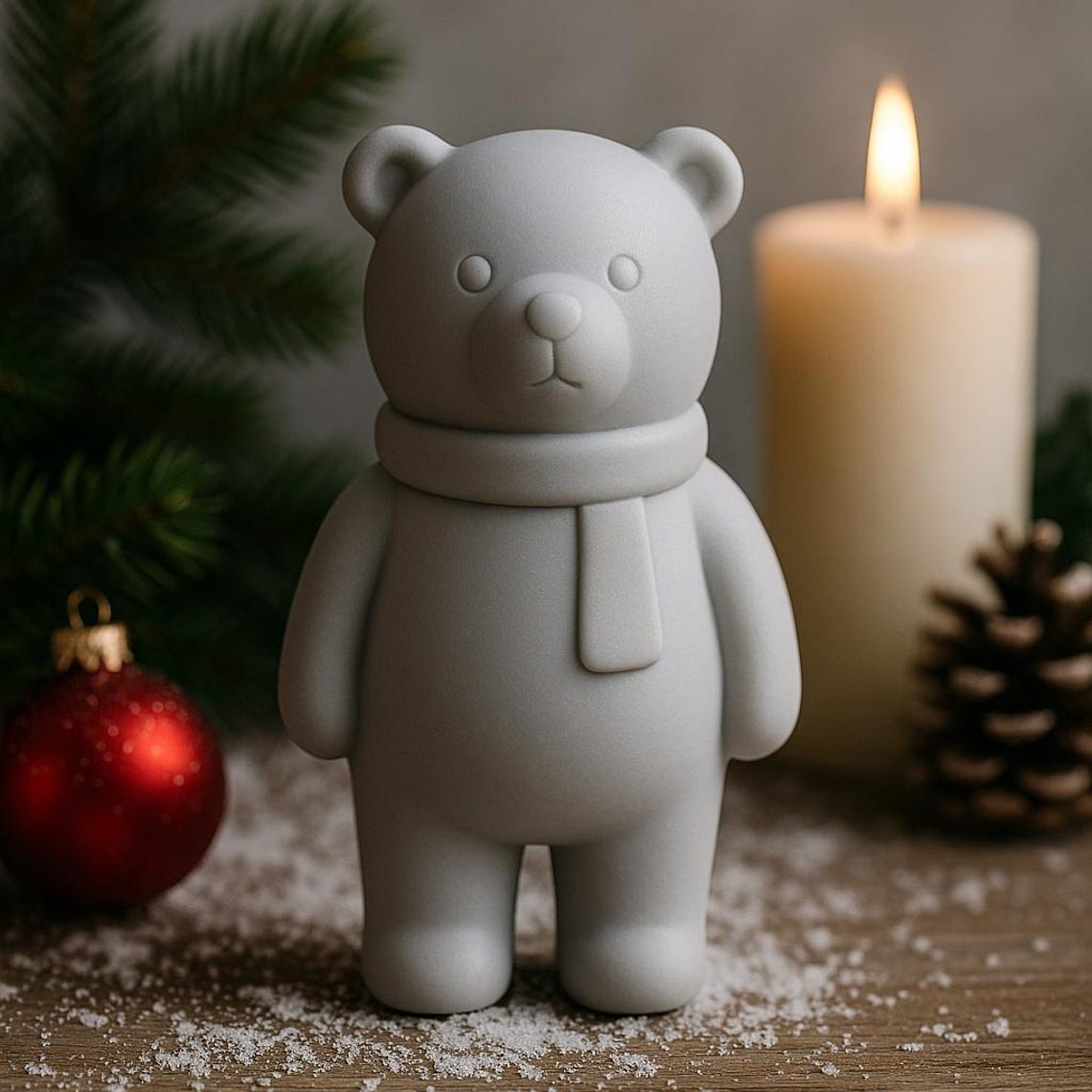 Cute Bear With Scarf STL File, Winter Animal 3D Print Model, Christmas ...