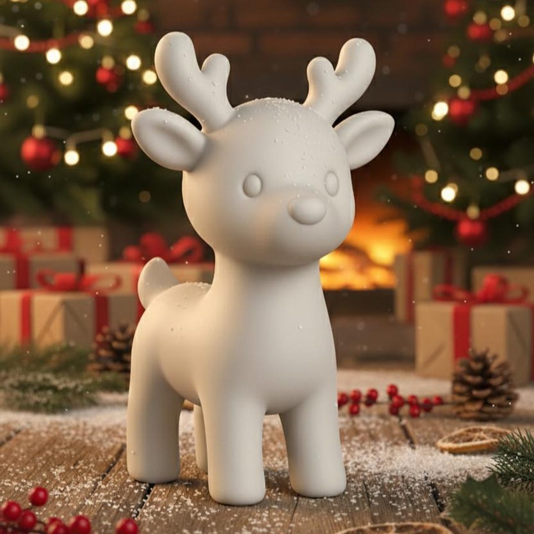Cute Reindeer STL File | Christmas Reindeer 3D Model | Winter Holiday ...