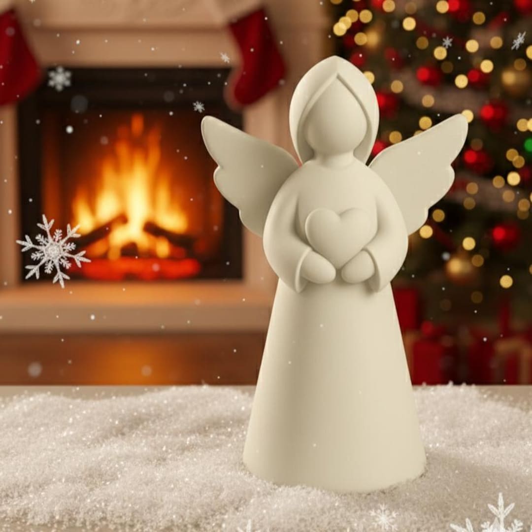 Heart Angel STL File | Minimal 3D Printable Angel Figurine | Guardian ...