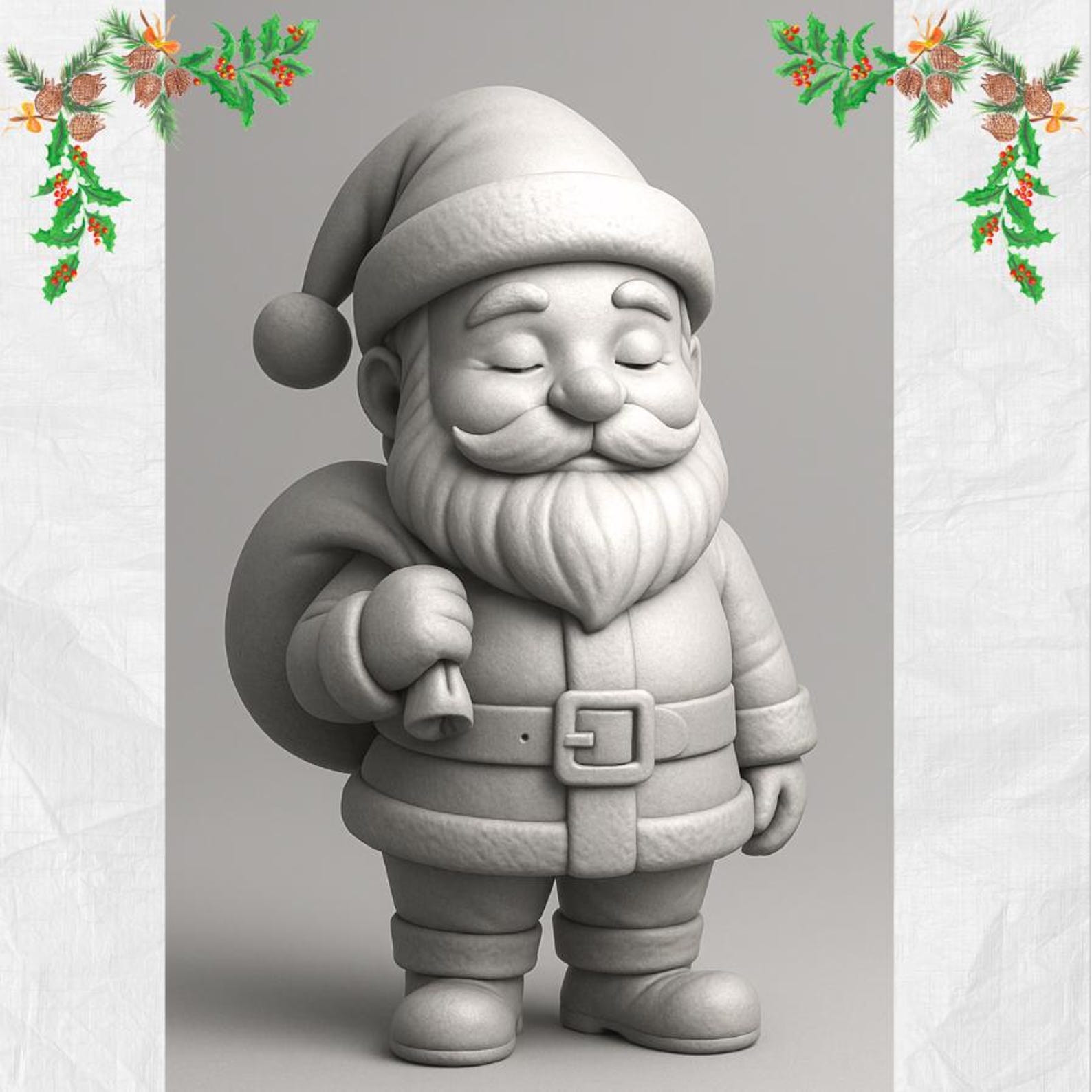 Santa Claus 3D Model STL File: Christmas Gnome Figurine (digital ...