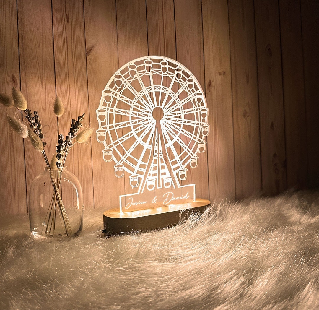 Personalized Ferris Wheel Night Light Custom Night Light for Couples ...