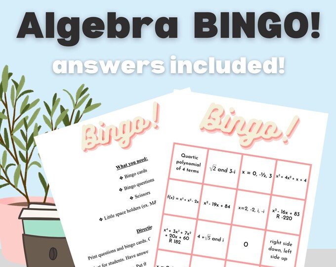 Algebra BINGO | Math Game | Classroom Resources | Algebra II | Digital ...