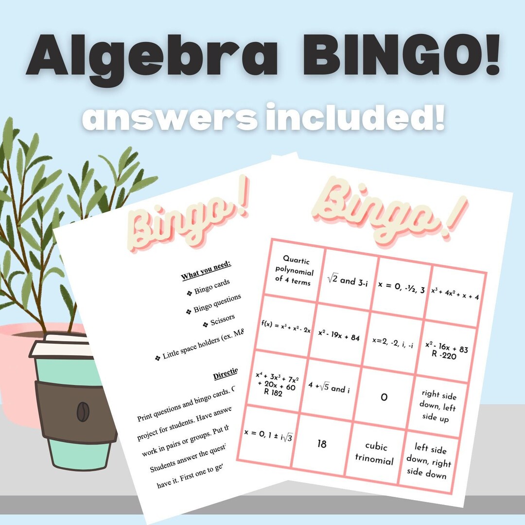 Algebra BINGO! - Etsy