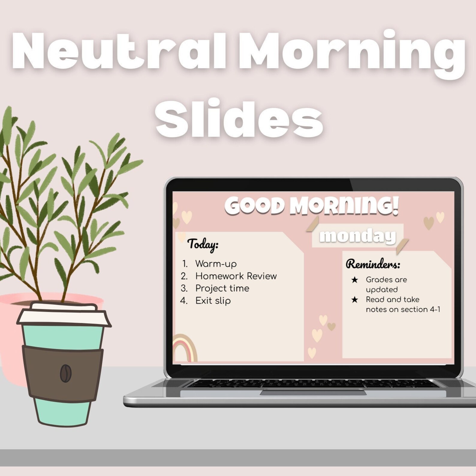 Pink Neutrals Slide Template | EDITABLE | Teacher Resources ...