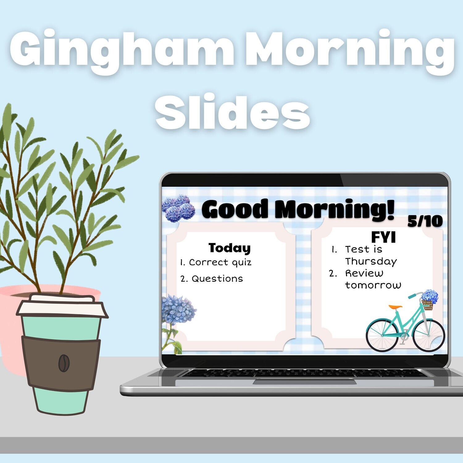 Gingham Morning Slide Template | EDITABLE | Teacher Resources ...