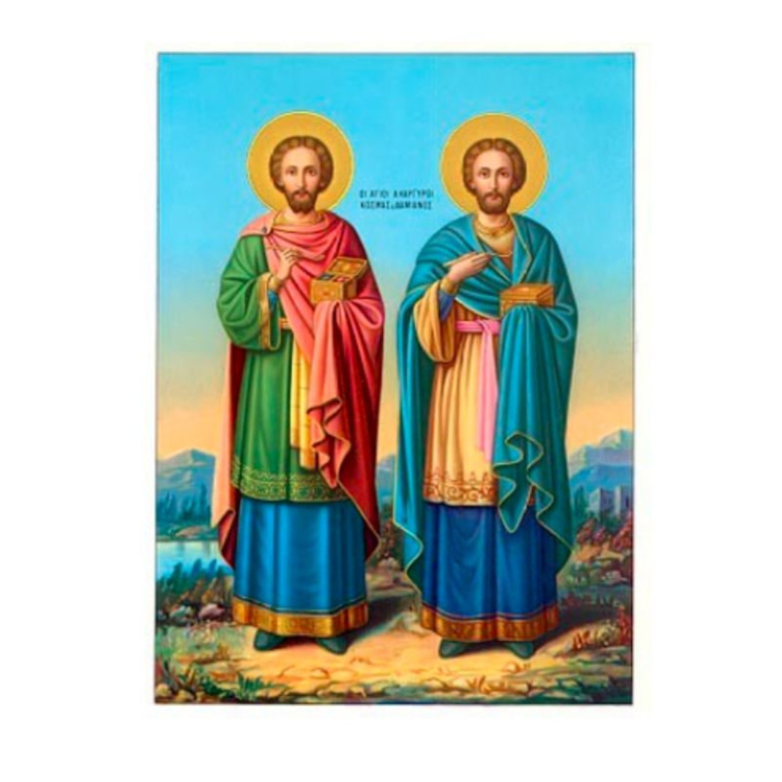 Saint Anargyroi, Handmade Greek Orthodox Icon , Lithography - Etsy