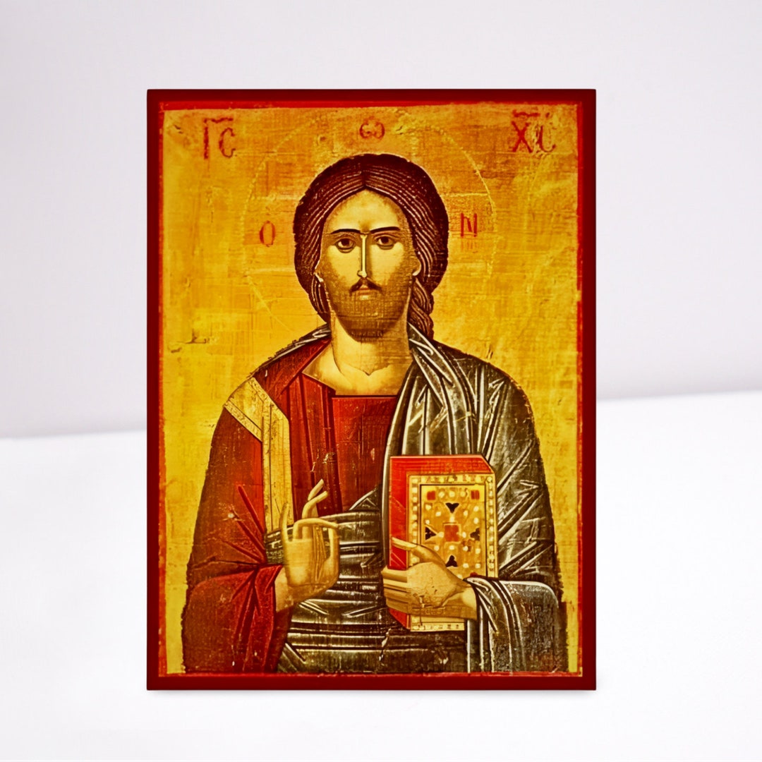 Jesus , Handmade Greek Orthodoxe Icon , Lithography - Etsy