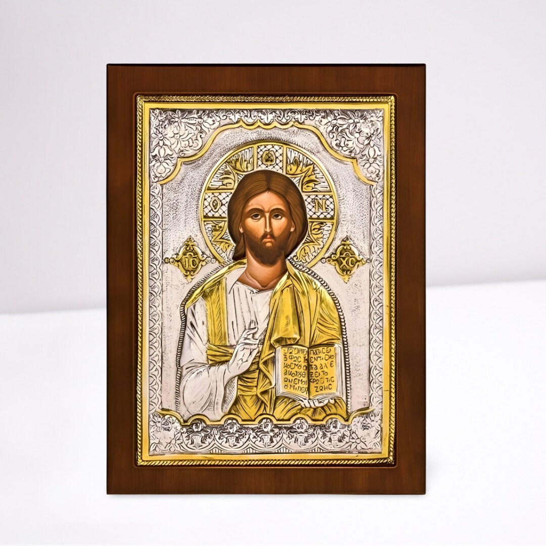 Amazing Jesus Pure Silver Icon 925' and Goldplated 24k 23cm X 17cm - Etsy