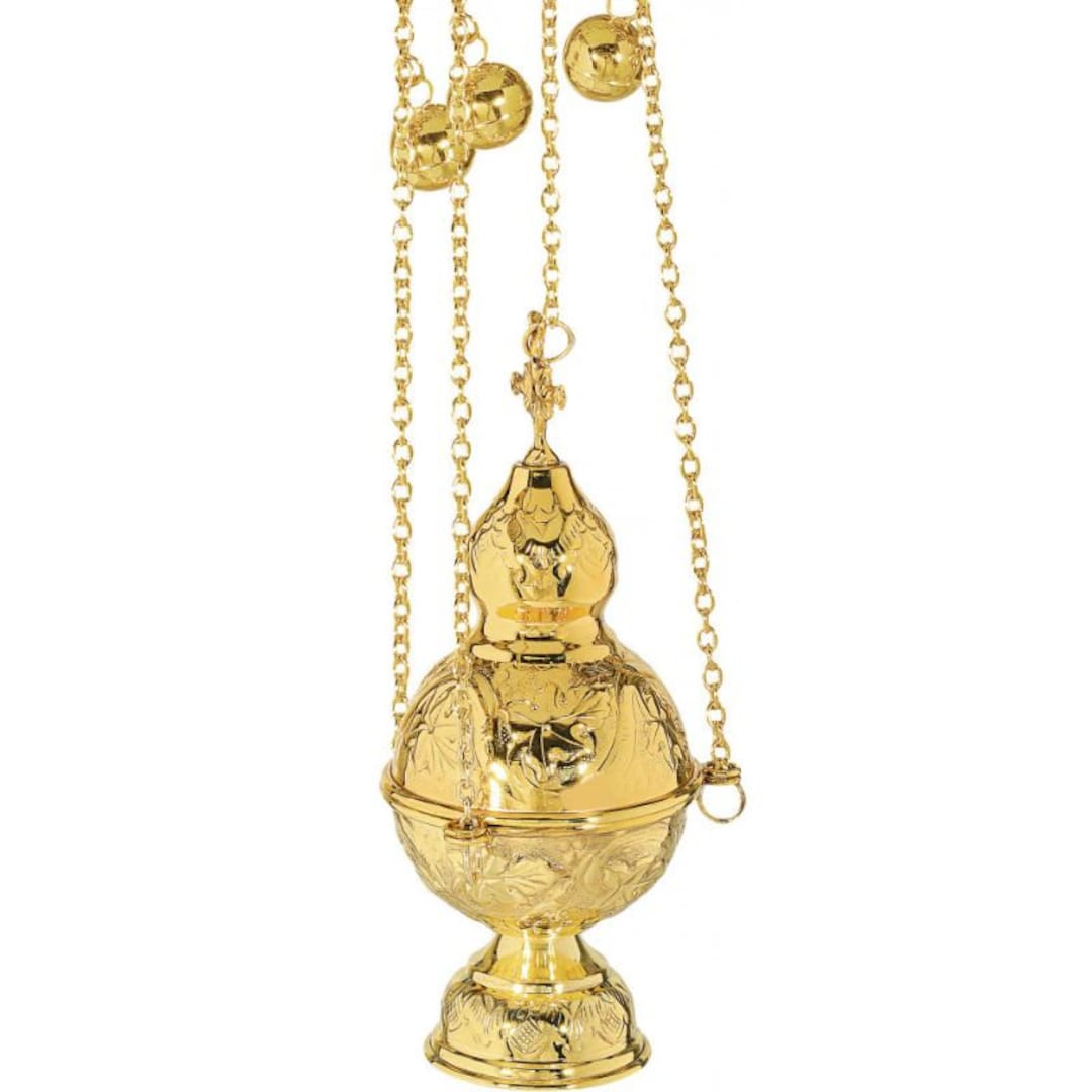 Christian Hanging Brass Incense Burner Goldplated 22cm X 9cm-with 50 ...