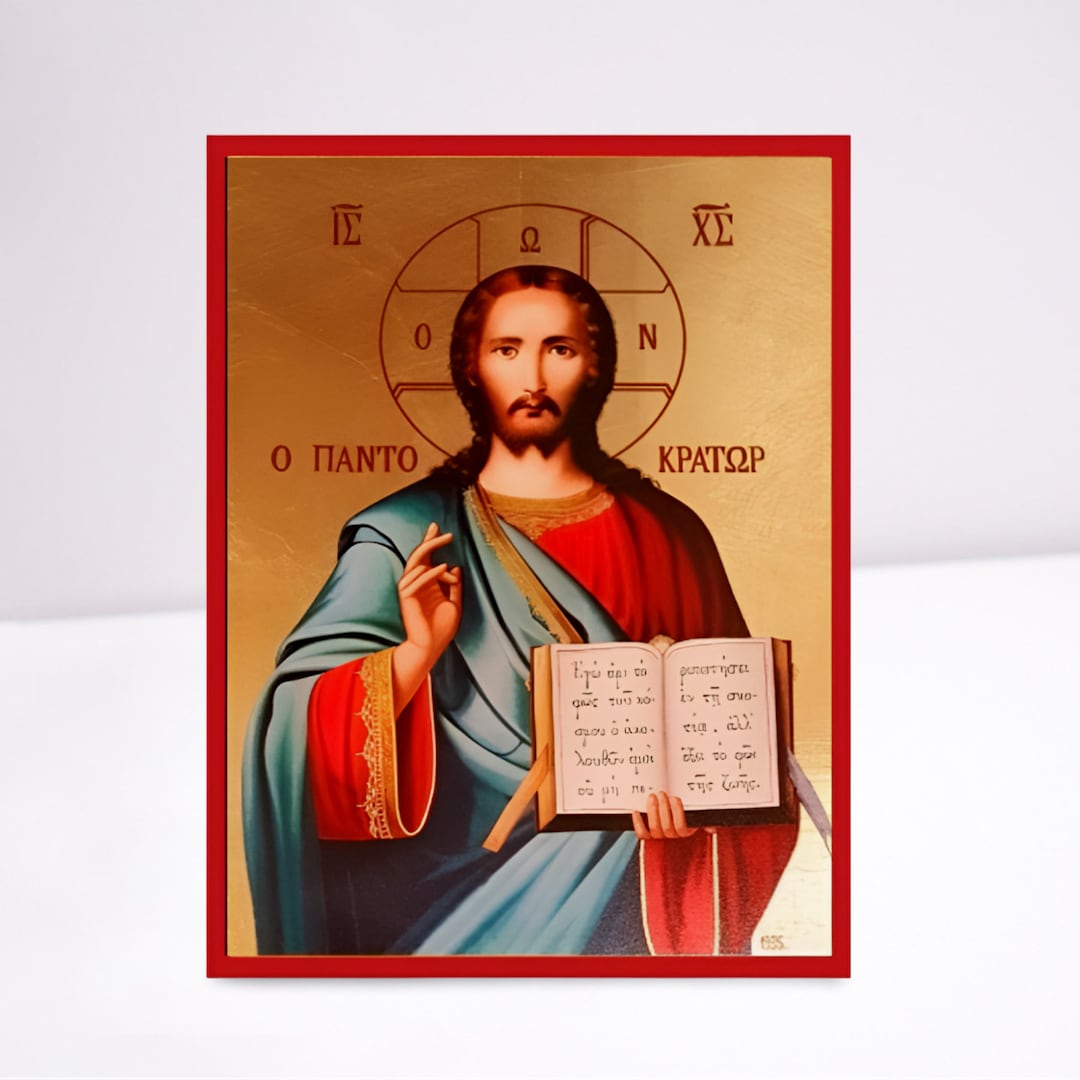 Amazing Icon Jesus Pantokrator Handmade Greek Orthodox Icon , Wood ...