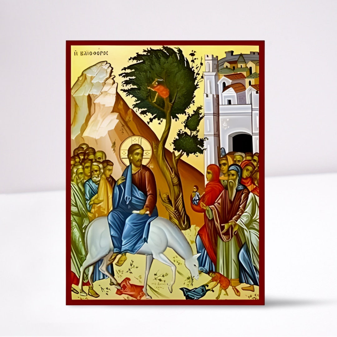 Palm Sunday Jesus Christ Icon, Handmade Greek Orthodox Icon of Jesus ...
