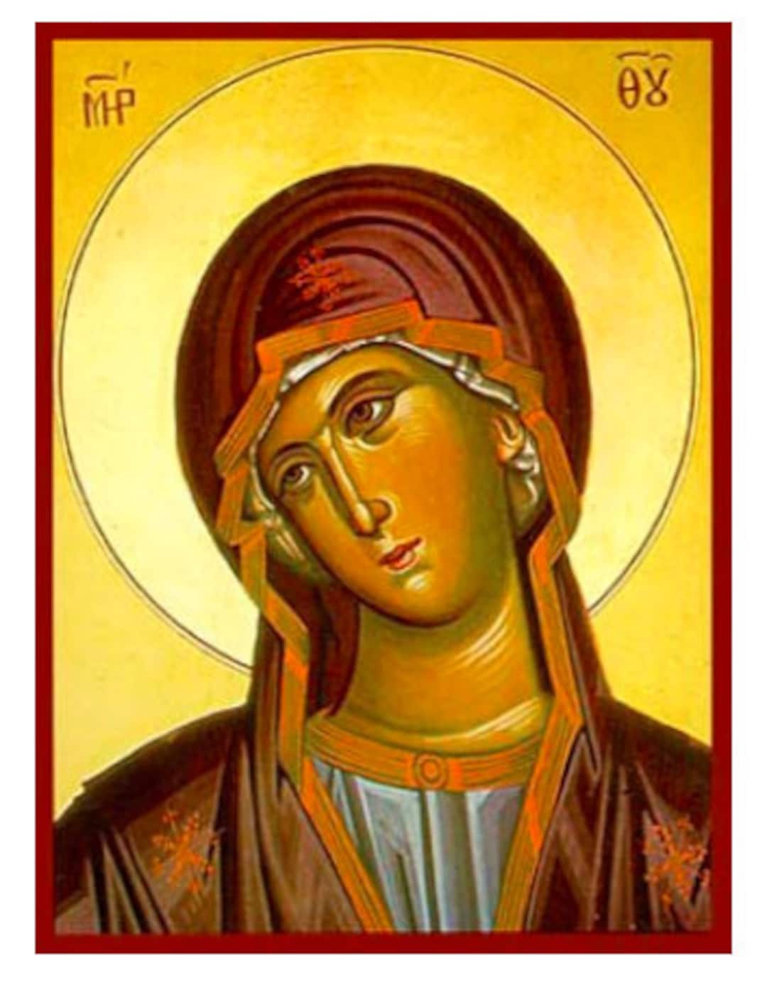 Virgin Mary Handmade Greek Orthodox Icon Lithography - Etsy