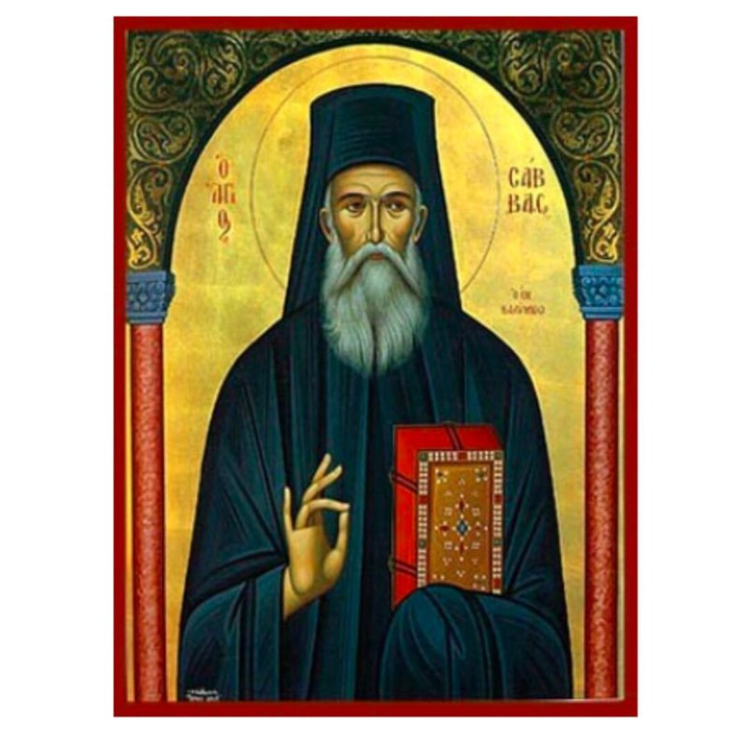 Saint Savvas of Kalymnos,handmade Greek Orthodox Icon , Byzantine Art ...