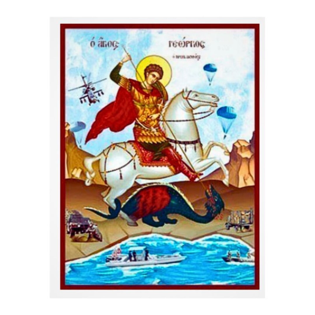 Saint George Icon, Handmade Greek Orthodox Icon , Byzantine Art ...