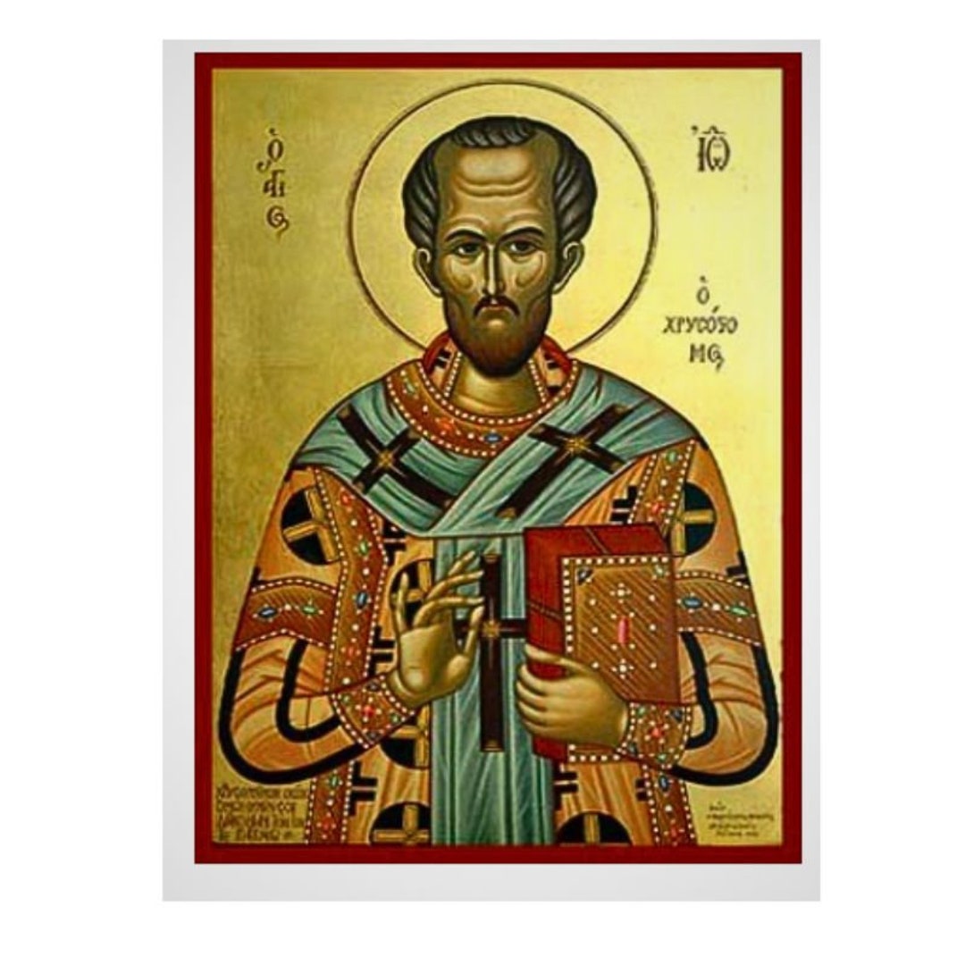 Saint Ioannis Chrisostomos, Handmade Greek Orthodox Icon, Byzantine Art ...
