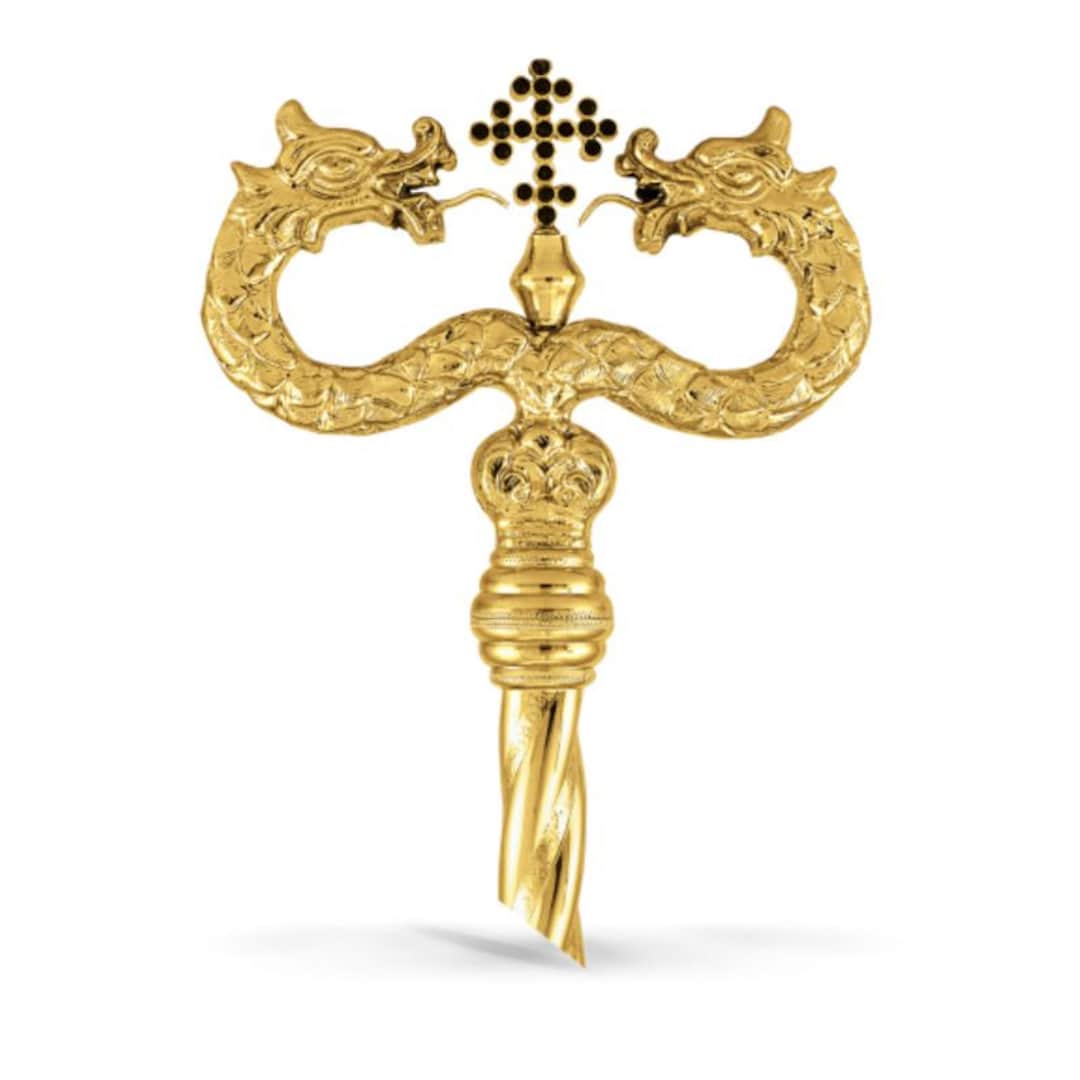 Amazing Pastoral Rod With Case Brass Gold Plated With Stones 170 CM X 3 ...