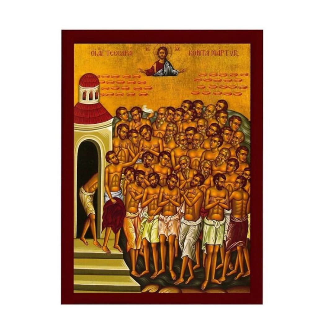 The 40 Holy Martyrs Icon, Handmade Greek Orthodox Icon Forty Martyrs of ...