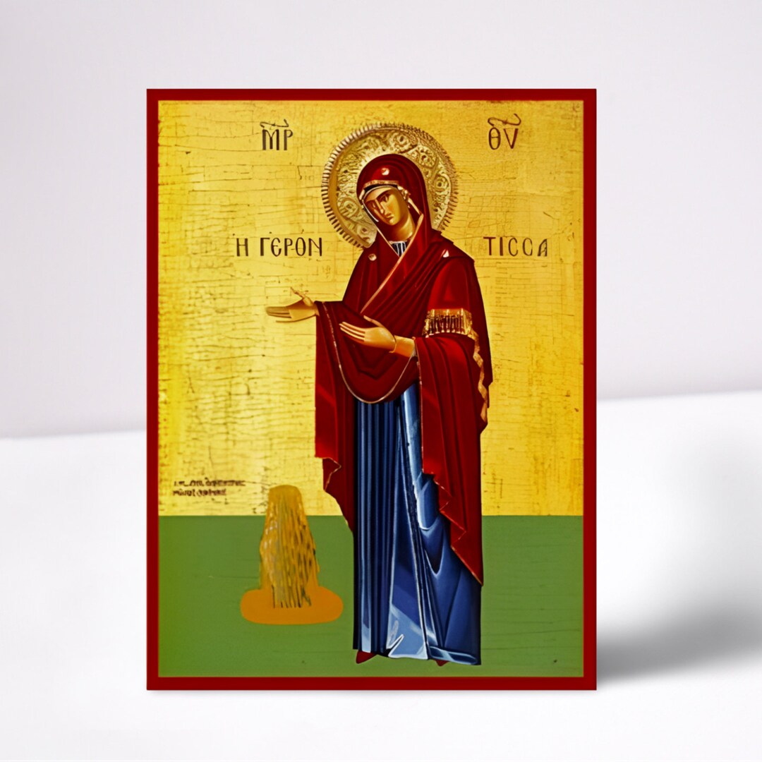 Virgin Mary Gerontissa-handmade Greek Orthodox Icon Lithography - Etsy