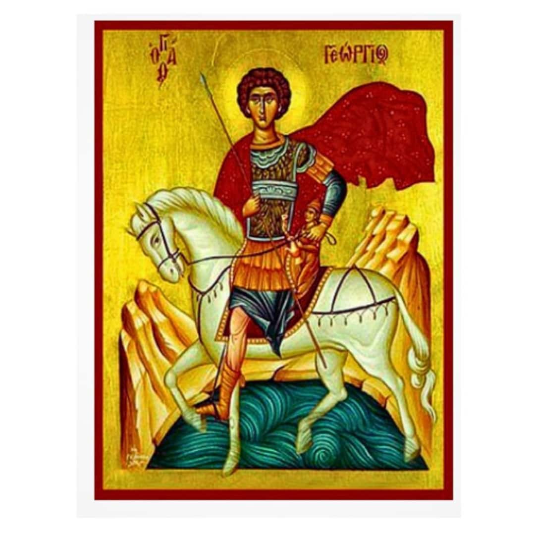 Saint George Icon, Handmade Greek Orthodox Icon , Byzantine Art ...
