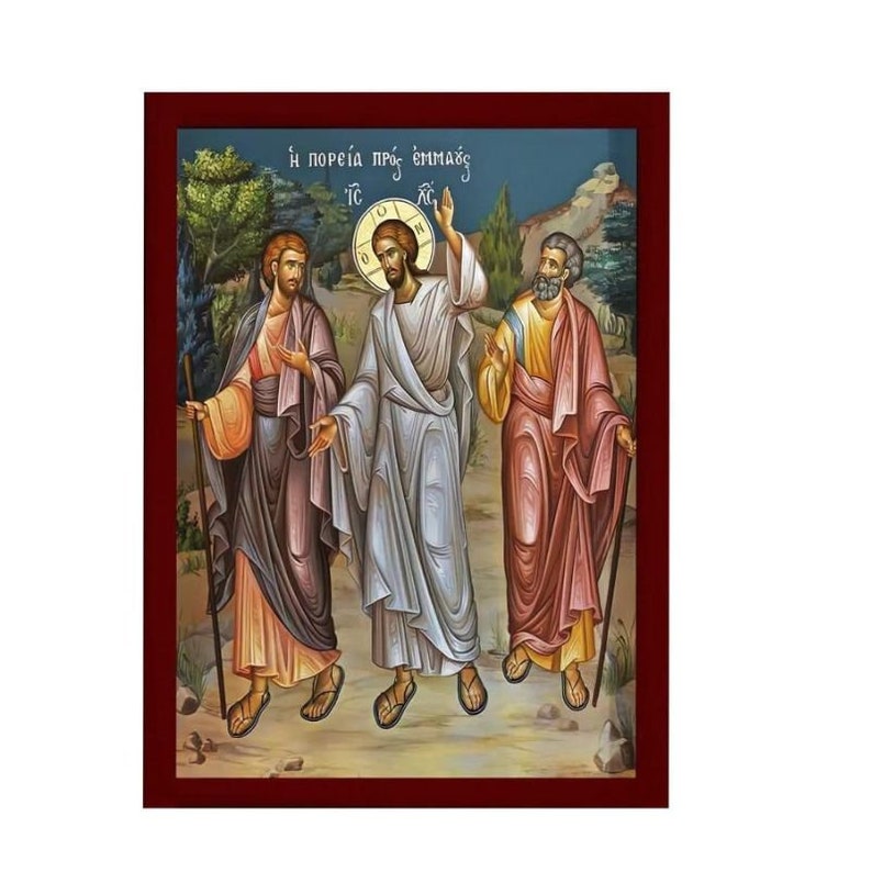 Road to Emmaus Icon Handmade Greek Orthodox Icon of Jesus - Etsy
