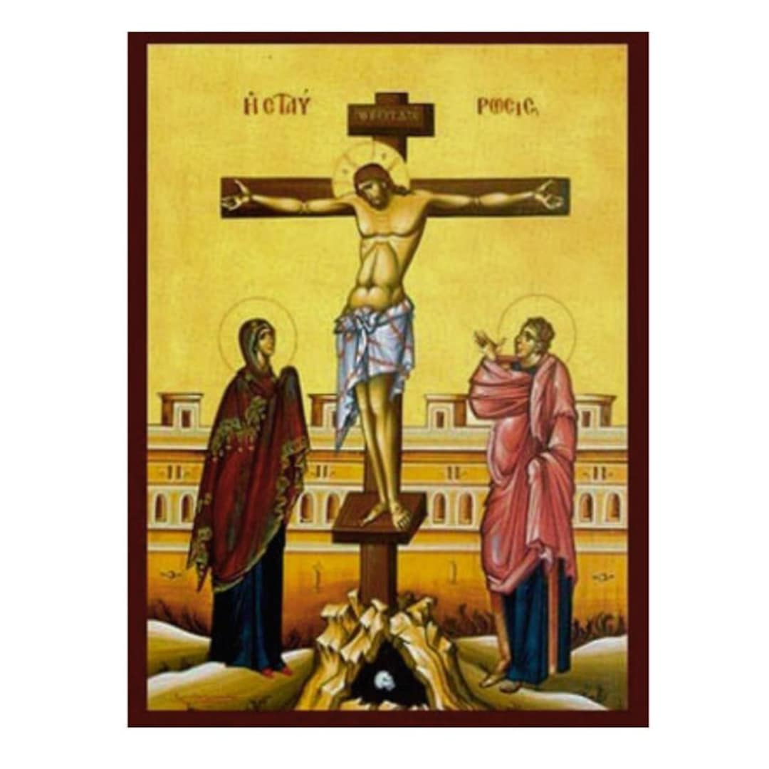 Icon Wooden Lithography Crucifixion - Etsy