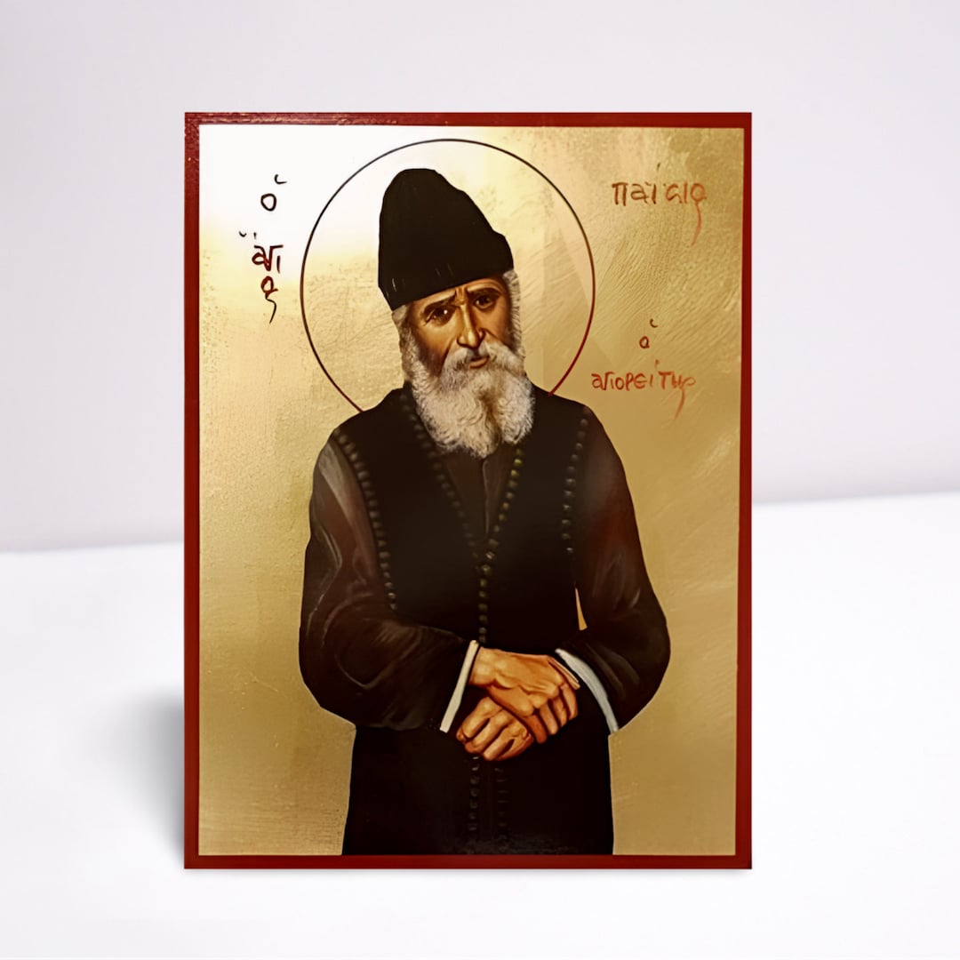 Saint Paisios Handmade Greek Orthodox Icon , Lithography With Gold Leaf ...