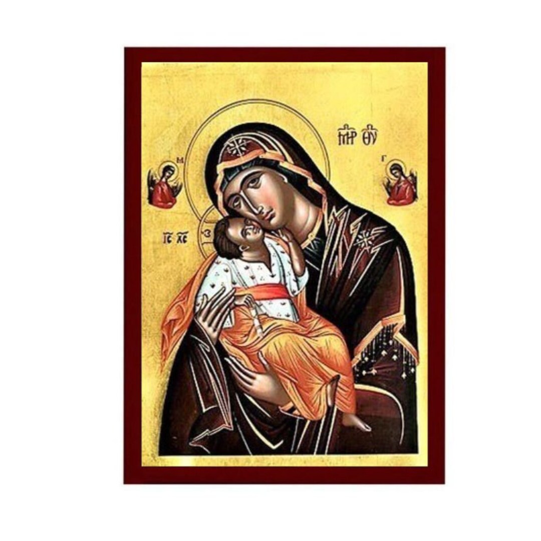 Virgin Mary , Handmade Greek Orthodox Icon , Byzantine Art Silkscreen ...