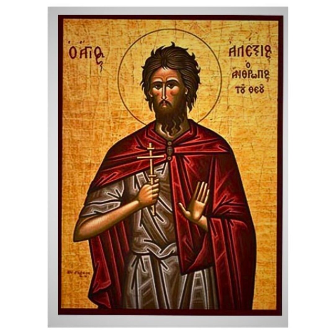Saint Alexios Icon, Handmade Greek Orthodox Icon Saint Alexios Man of ...