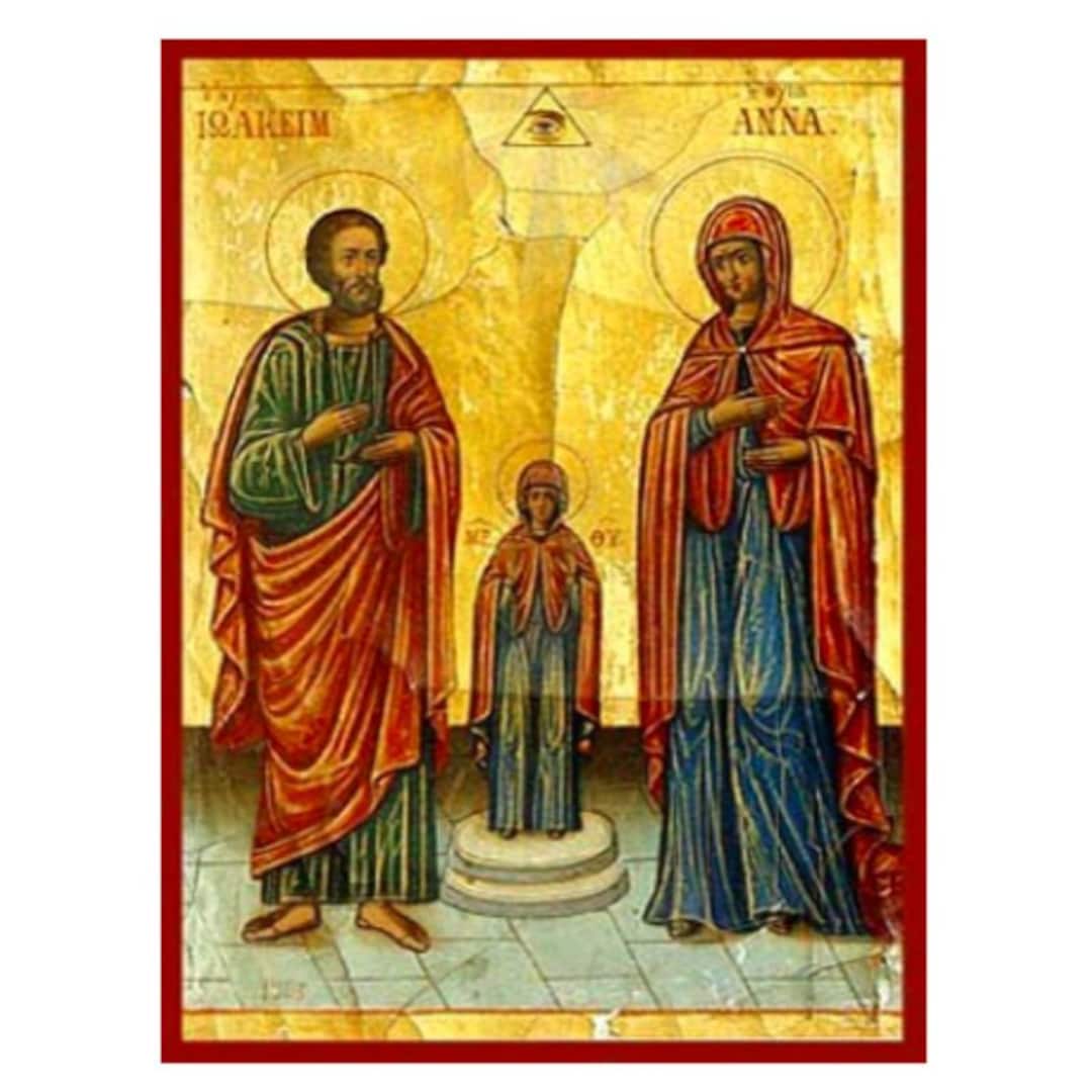 Saint Joachim and Anna Icon, Handmade Greek Orthodox Icon Parents of ...