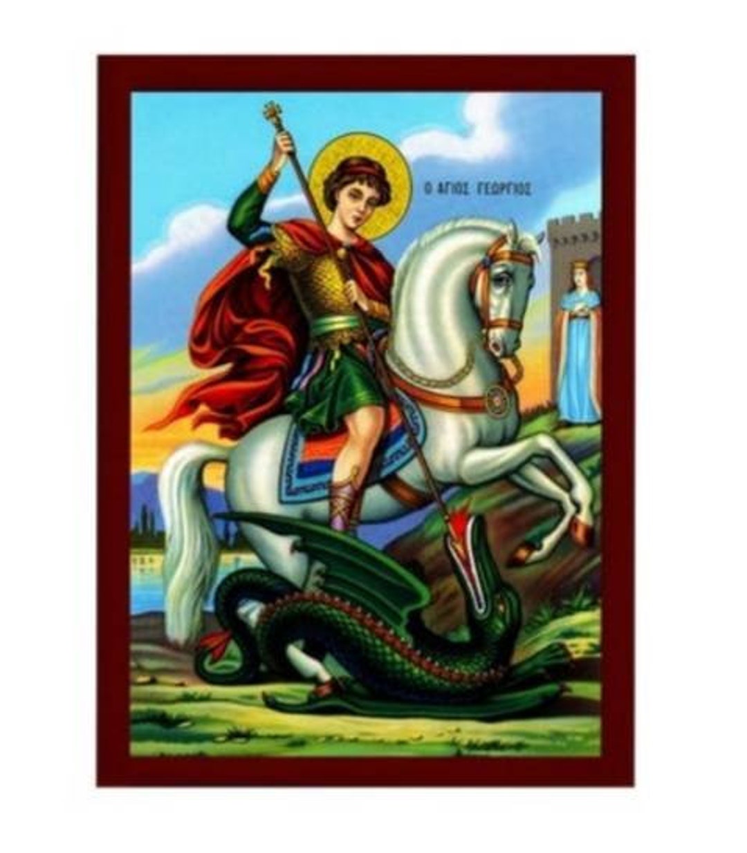 Saint George Icon, Handmade Greek Orthodox Icon , Byzantine Art ...