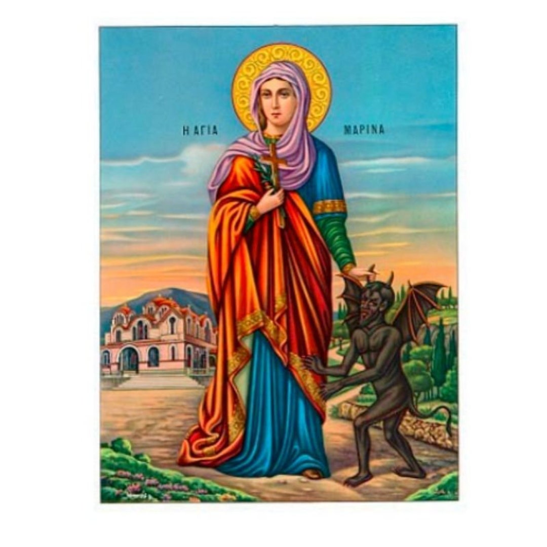 Saint Marina Byzantine Art lithography Handmade - Etsy