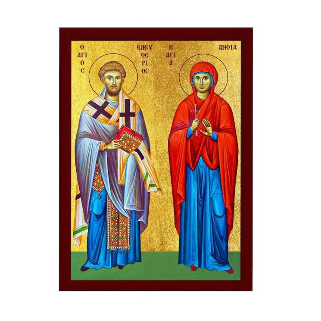 Saint Eleutherius and Antia Icon,handmade Greek Orthodox Icon ...