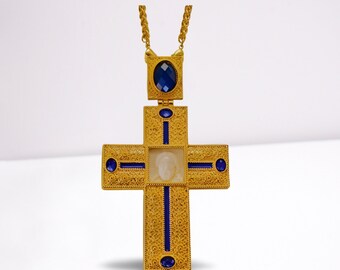 Extra Large Pectoral Orthodox Priest Cross Necklace Clergy Silver Large ...