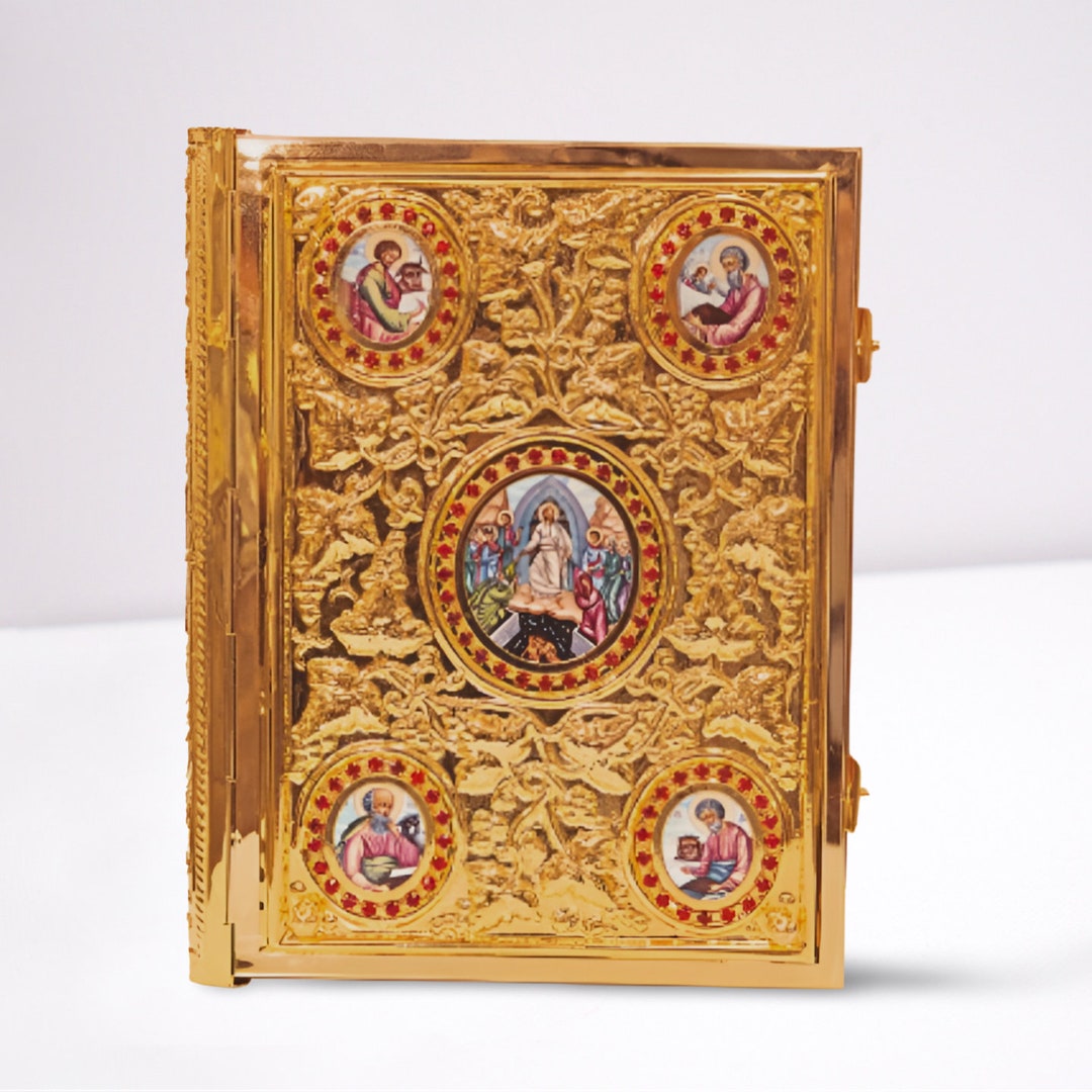 Gospel Gold Plated and Porcelan Icons and Stones With Book greek or ...
