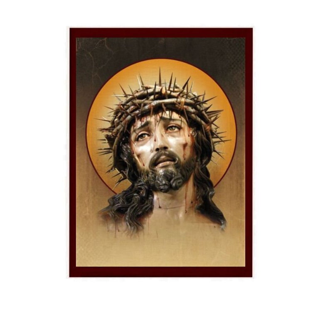 Jesus Christ Wearing a Crown of Thorns Icon Handmade Greek - Etsy