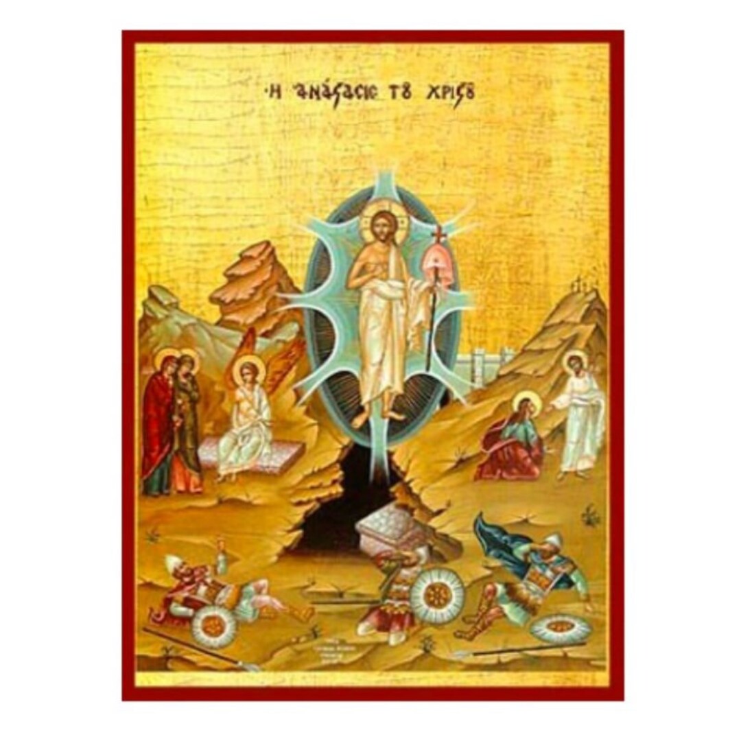 Resurrection, Handmade Greek Orthodox Icon , Byzantine Art-lithography ...