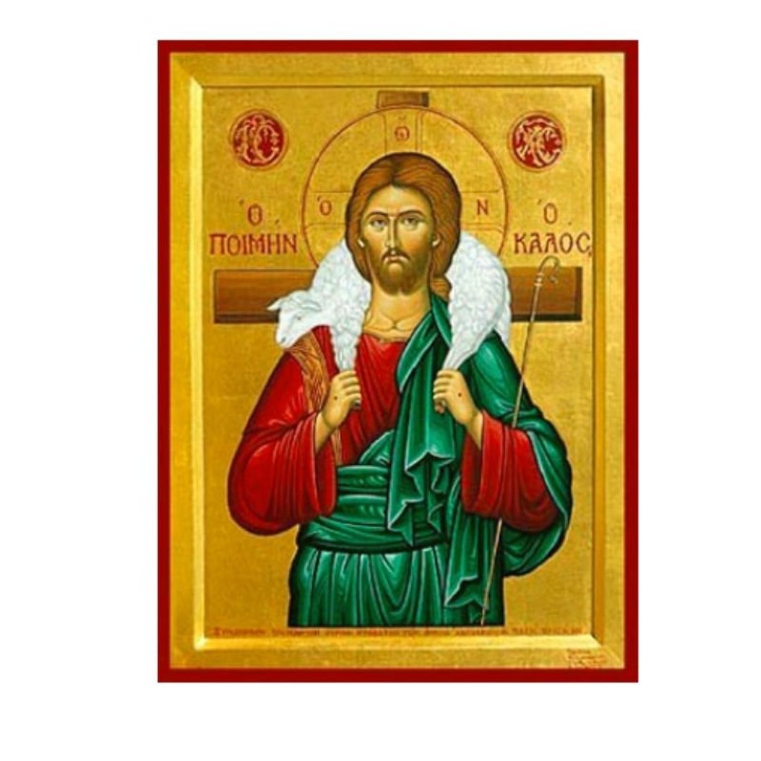 Jesus Christ Icon the Good Shepherd, Handmade Greek Orthodox Icon of ...