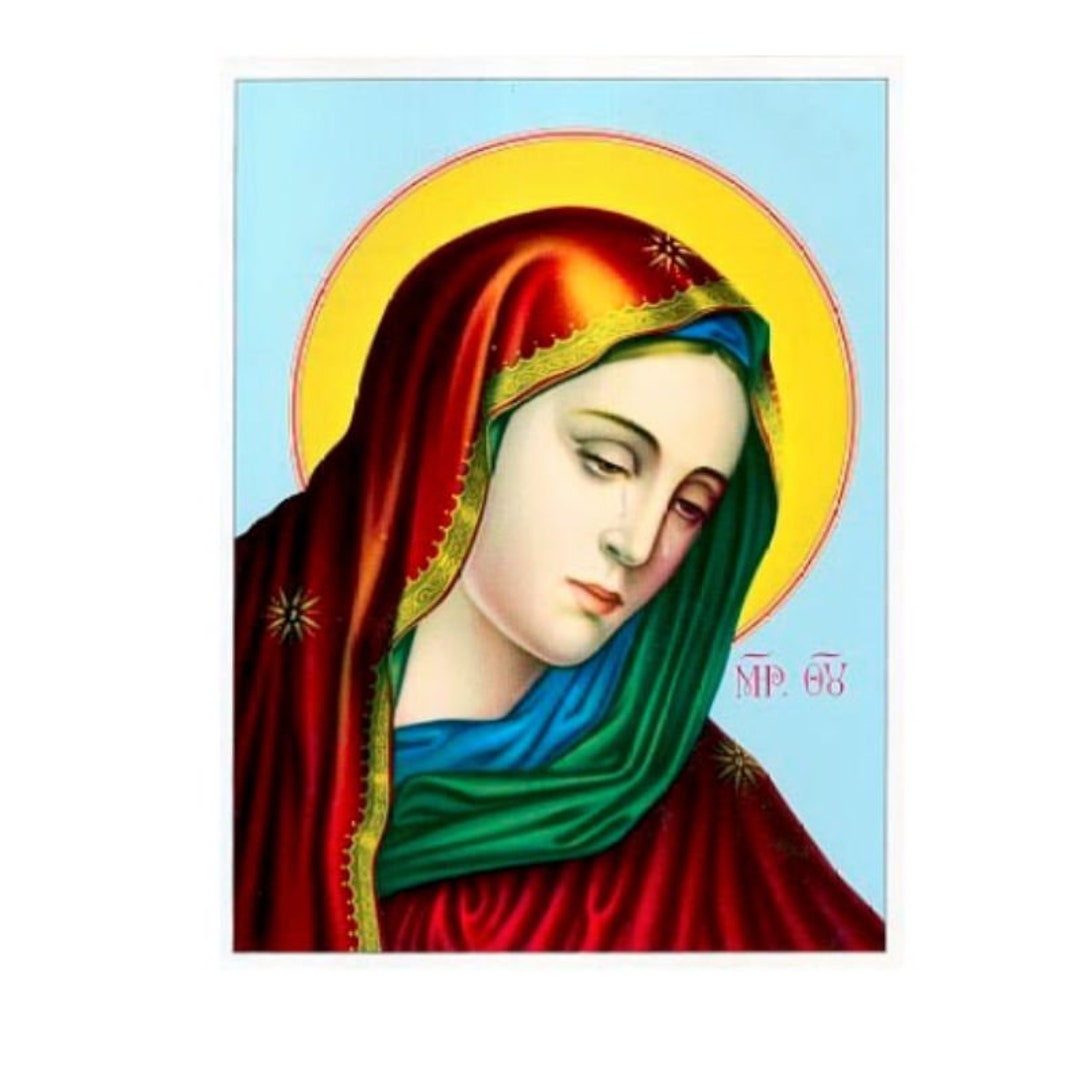 Virgin Mary Sad, Handmade Greek Orthodox Icon , Lithography - Etsy