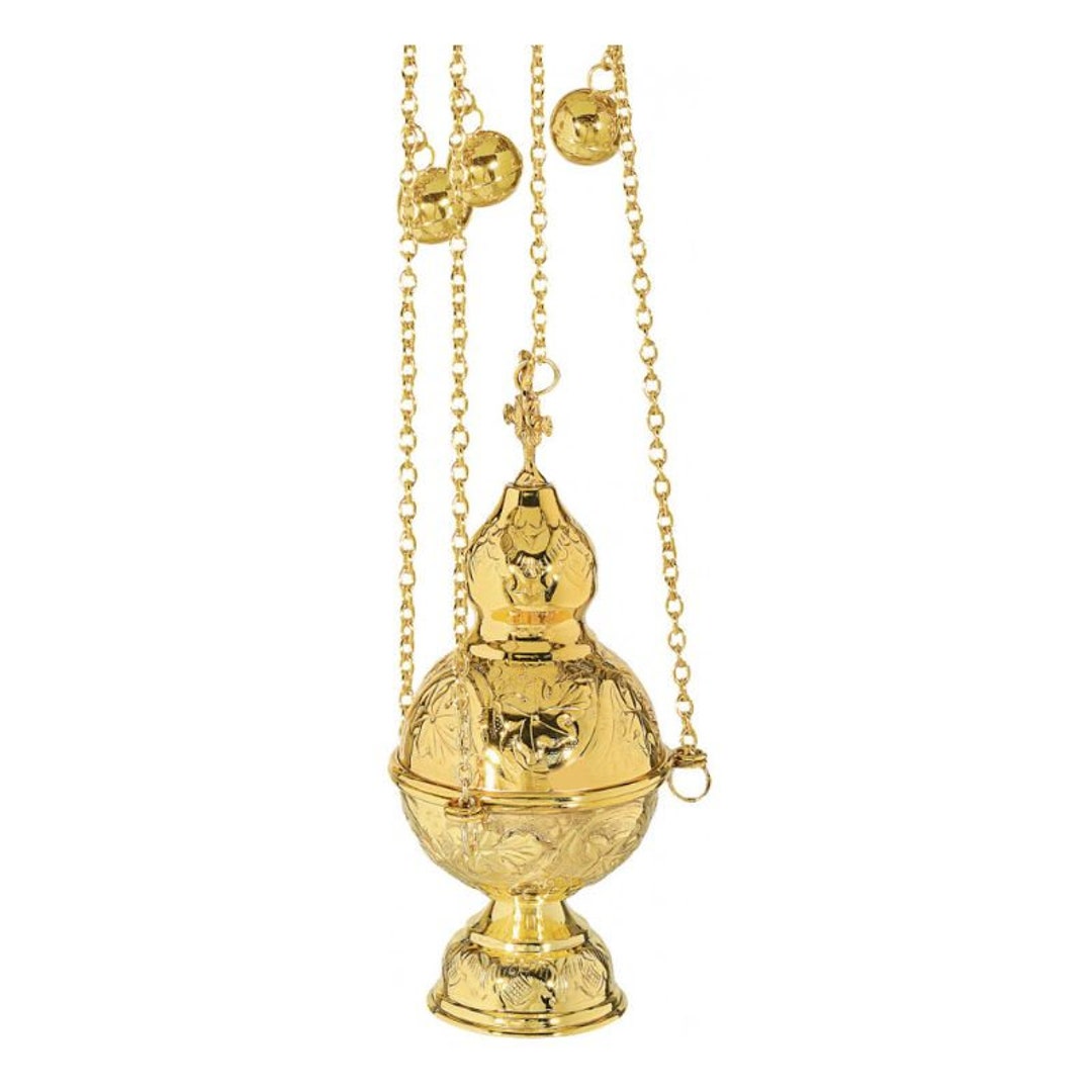 Christian Hanging Brass Incense Burner Goldplated 24cm X 10cm-with 50 ...
