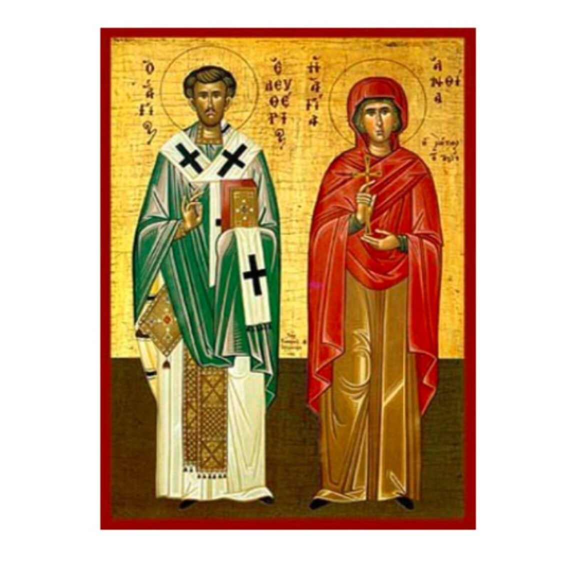 Saint Eleftherios and His Mother Saint Anthia handmade Greek - Etsy